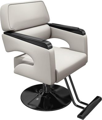 Generic Friseurstuhl, 360&deg; Drehbar, H&ouml;henverstellbar, Beige, Schwarze Platte