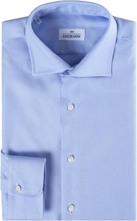 Alessandro Gherardi Unifarbenes Hemd mit Dobby-Webmuster, Regular Fit in