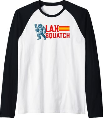 Giant Step Design Co. LaxSquatch! Vintage Sasquatch Lacrosse Player Funny Lax Raglan