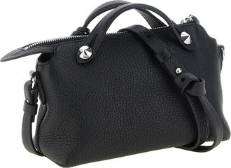 Fendi Calfskin Leather Top Handle Bag - Black