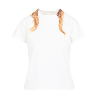 Maison Margiela Off White Baumwoll-T-Shirt - - Tops - Damen - Wei&szlig; - XS