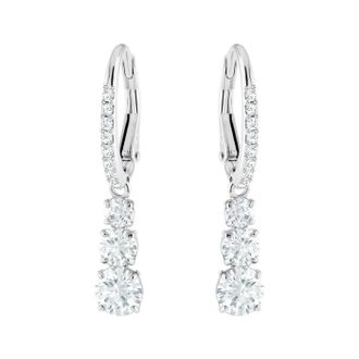 Swarovski Ohrringe - Attract Trilogy hoop Round cut Rhodium plated - Gr. unisize - in Silber - f&uuml;r Damen