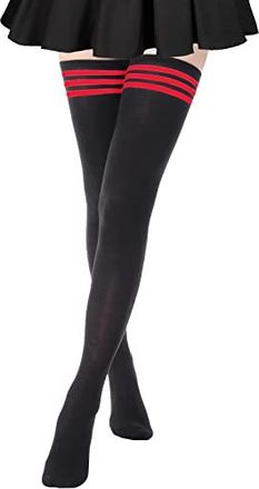 Dreshow Femme Coton Extra Longues Chaussettes Hautes de Cuisse Montantes Chaussettes de Genoux para Sport Cosplay