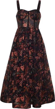 Cara Cara robe mi-longue à fleurs - Noir