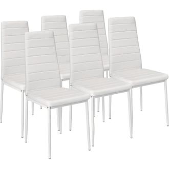 TecTake Ensemble de 6 chaises de salle à manger aspect cuir ergonomique blanc