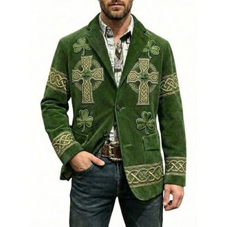Generic Veste de costume en velours c&ocirc;tel&eacute; pour homme - Style vintage - Avec impression aspect dor&eacute; et motifs celtiques - Costume de f&ecirc;te festif - Pour carnav