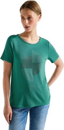 Street One Damen A320189 Kurzarmshirt Mit Glitzer, Lagoon Green, 40 EU