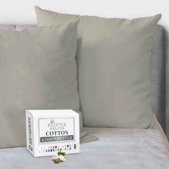 Pizuna Luxuriöser Soft-Satin 2er Pack Kissenbezug 80x80 cm Silber, 600 Fadenzahl Baumwolle Kissenbezüge, 100% Langstapel Baumwolle Kissenbezug (Silber, 80x80