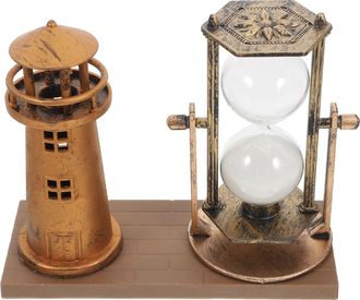 Hemobllo ERINGOGO Vintage Sanduhr Tischdeko mit Leuchtturm aus Messing Multifunktionale Retro Wohndekoration f&uuml;r B&uuml;ro und Zuhause Dekoratives Sanduhr Ornament 