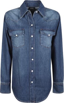 A.P.C. A.p.c., Femme, Blouses et Chemises, Bleu, Taille: 40 FR Western Shirt