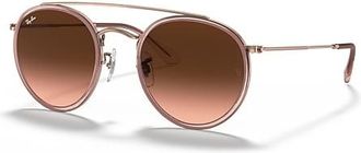Ray-Ban Round Double Bridge Sonnenbrillen Kupfer Fassung Braun Glas 51-22