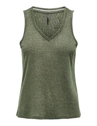 Only Neck Top JRS Onlpenny S/L Haut &agrave; col en V, Vert Ivy, XL Femmes