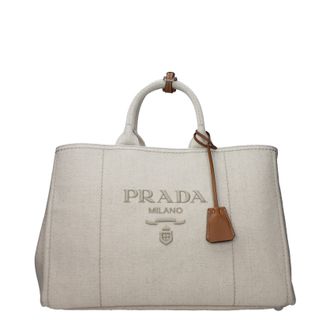 Prada Hommess Sacs &agrave; main Tissu Beige/Naturel