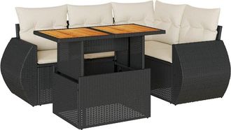 vidaXL Vidaxl - Salon de jardin 5 pcs avec coussins noir r&eacute;sine tress&eacute;e