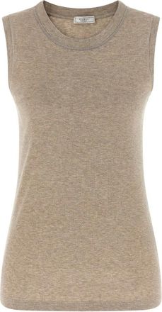 PESERICO Femme, Tops, Beige, Taille: 34 FR Punto Luce Crewneck Rib Knit Top