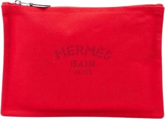 Herm&egrave;s Pochette en toile Pre-owned - Femme - Pre-owned - Rouge - Taille: ONE Size