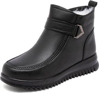 Generic Bottes de neige chaudes et confortables pour femme - Bout rond - Semelle souple - Chaussures plates dhiver d&eacute;contract&eacute;es - Polyvalentes - Avec fermetu