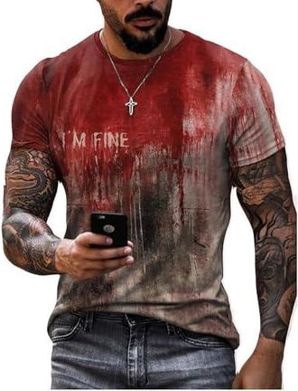 Generic Problem Solved Im Fine Bloody Halloween Shirt, T-shirt amusant pour homme et femme, t-shirt graphique humour foncé, costume dhorreur effrayant, marron