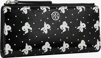 Tory Burch Damen Schmale, bedruckte Robinson Geldb&ouml;rse mit Rei&szlig;verschluss