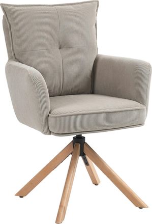 Novel Armlehnstuhl, Hellbraun, Holz, Textil, Buche, massiv, Stativgestell, 60x95x67 cm, Handmade in China, Stoffauswahl, Sitzfläche 360°