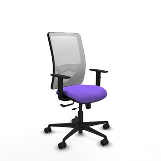 Piqueras y Crespo Schreibtischstuhl, Wei&szlig; und Lila Zulema mit 1D-Armen, h&ouml;henverstellbare Lendenwirbelst&uuml;tze, ausgestattet mit Syncro/Traslack und Schneideschaum, Wei&szlig;/