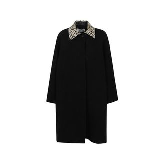 R&oacute;he Cheetah Collar Oversized Coat