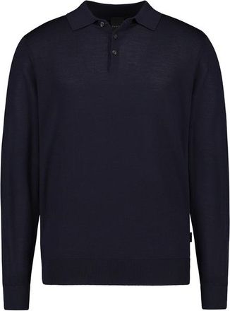 Bugatti Herren Pullover blau Merinowolle unifarben