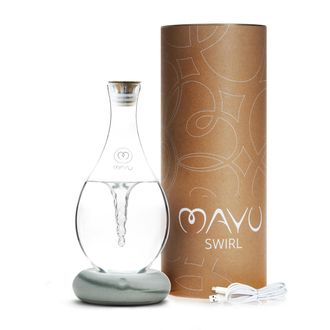 Mayu Water Swirl - edle Wasserkaraffe mit nat&uuml;rlicher Wirbelbewegung, 100% Borosilikatglas, handgefertigtes Porzellan, 1,5 Liter, Graystone