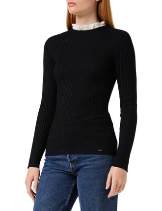 Morgan Langarmpullover mit gerafftem Kragen Schwarz XL