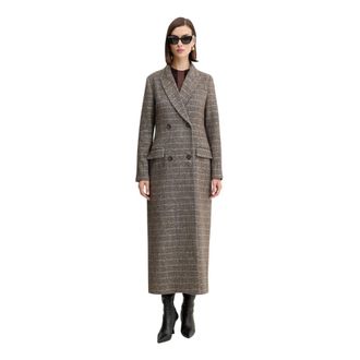 Twinset Langer Wollmischmantel mit Lurex - - Coats - Damen - Braun - L