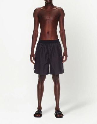 Off-white Mens Diagonal Logo Surfer Swim Shorts Black Clothing > Beachwear