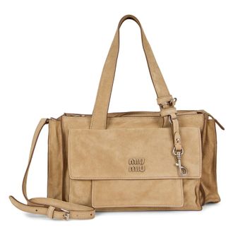 Miu Miu Womens Shoulder Bag Calfskin Ecru Tote