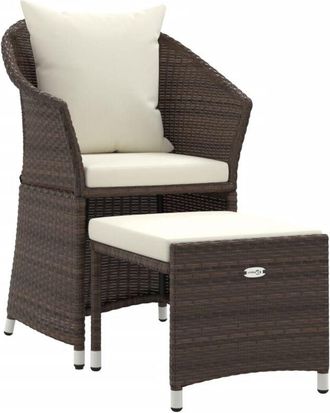 vidaXL 2-tlg. Garten-Lounge-Set mit Kissen Braun Poly Rattan Vidaxl