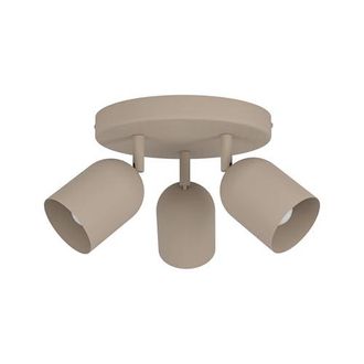 Eglo Plafonnier Tilston, 3 spots orientables, lampe de plafond pour salon et chambre, luminaire en acier couleur sable, douille E14, &Oslash; 25 cm