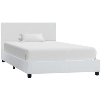 vidaXL Vidaxl - Cadre de lit 90x200 cm en similicuir blanc - Structure en MDF robuste - T&ecirc;te de lit confortable - Dimensions totales 210x94x65 cm