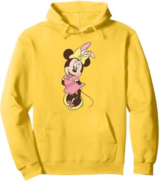 Disney Minnie Mouse Easter Cute Minnie Bunny Chest Logo Pullover Hoodie