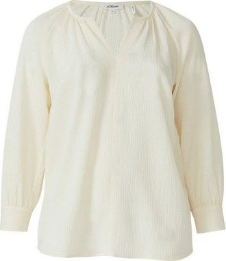 s.Oliver Langarmbluse Bluse Elastische strukturierte Bluse mit weitem Arm
