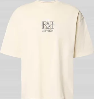 Review T-Shirt mit Label-Stitching und Rundhalsausschnitt