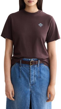 Scotch & Soda Regular Fit T-Shirt mit Brust-Artwork, Chocolate U290, XS