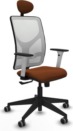 Piqueras y Crespo B&uuml;rostuhl mit Rollen und wei&szlig;en und schwarzen Armlehnen, h&ouml;henverstellbare Lendenwirbelst&uuml;tze und festes Kopfteil, ausgestattet mit 3 Positionen, Wei&szlig;