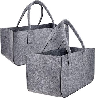 Schramm 1 oder 2 Stück Filztasche Tasche aus Filz in dunkelgrau 50x25x25 cm Kaminholztasche Holzkorb Einkaufstasche Filzkorb Zeitungskorb Shopper Taschen Filz