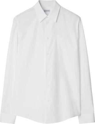 Burberry Homme, Chemises, Blanc, Taille: S Cotton Poplin Shirt