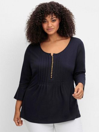 Sheego T-Shirt 3/4-Arm-Shirt. mit Biesen und Volant-Ärmeln