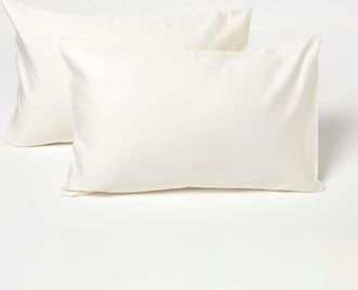 Homescapes 2er-Set Kinder-Kissenbezüge 40x60 cm Creme, Satin Kissenhüllen 100% Bio-Baumwolle, Fadendichte 400