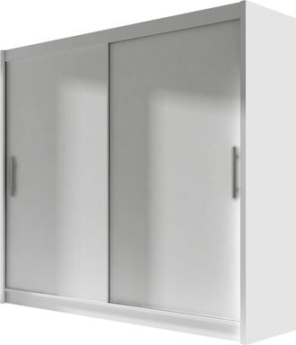 Mirjan24 Kleiderschrank London I, Moderner Schiebetürenschrank, Schlafzimmerschrank 180x215x58cm, Garderobe, Schlafzimmer (Weiß)