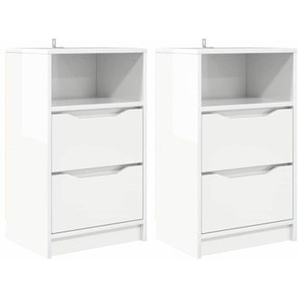 vidaXL vidaXL Tables de chevet 2 pcs Blanc brillant 40 x 30 x 467 cm