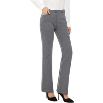 Generic Pantalon habill&eacute; bootcut pour femme - Pantalon de travail d&eacute;contract&eacute; - Taille haute extensible - Avec poches, gris, XXL