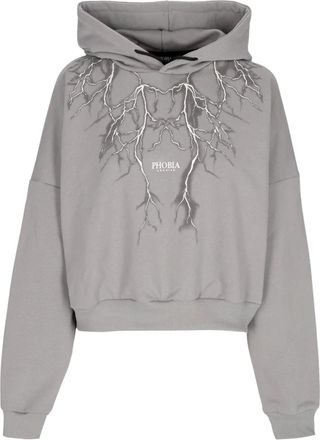 Phobia Archive Femme, Sweatshirts et sweats &agrave; capuche, Gris, Taille: 42 FR Lightning Crop Sweat &agrave; capuche