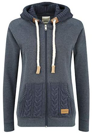 Oxmo OXMatilda Femme Sweatshirt &agrave; Capuche Veste &agrave; Capuche Hoodie Poche Kangourou M&eacute;lange de Coton Regular Fit, Taille:M, Couleur:INS BL Mel (7989915)
