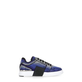 Philipp Plein Blaue Leder-Sneakers mit Strass - - Shoes - Herren - Blau - 43 EU